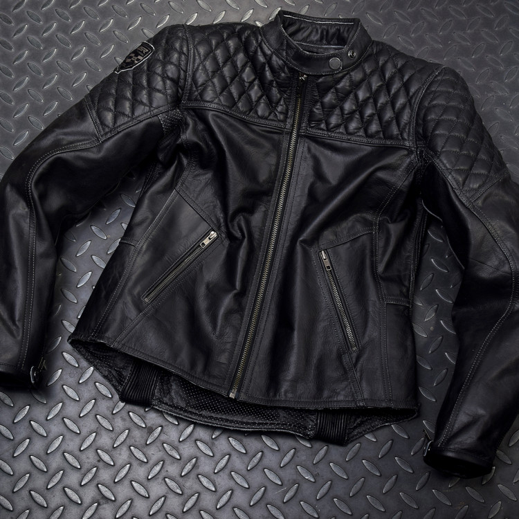 4SR Motorrad Leder Jacke Scrambler Lady Petroleum